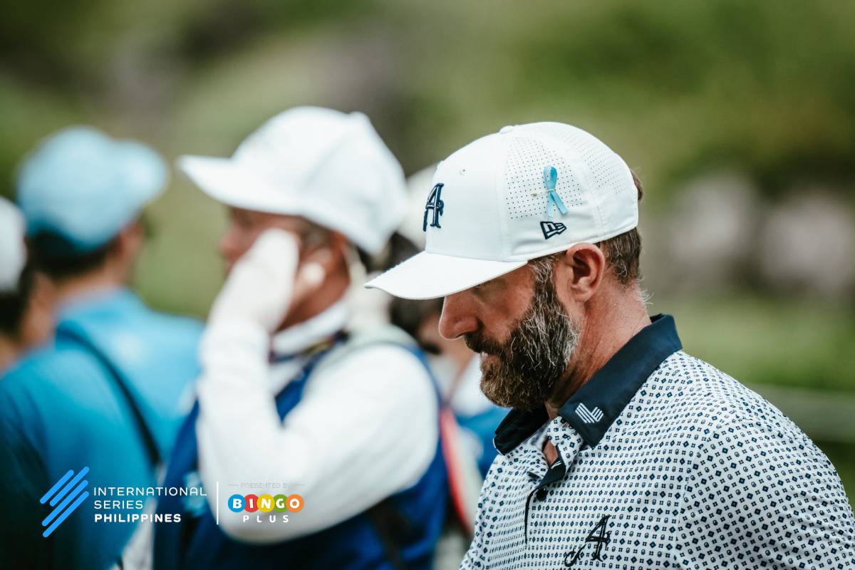 LIV Golf star Dustin Johnson in full support wearing the special blue ...